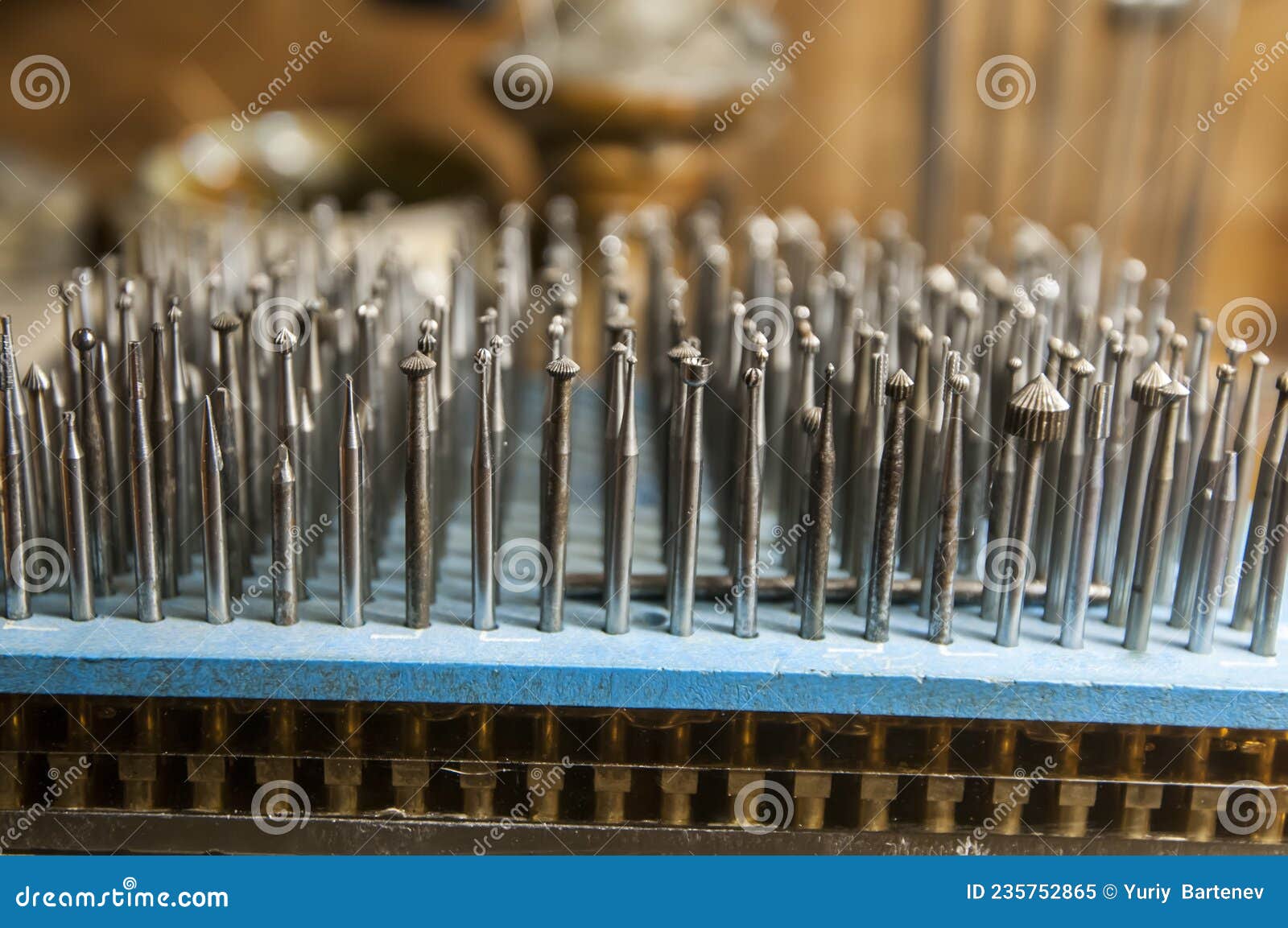 Different Goldsmiths Tools on the Goldsmith Workplace. Stock Image ...