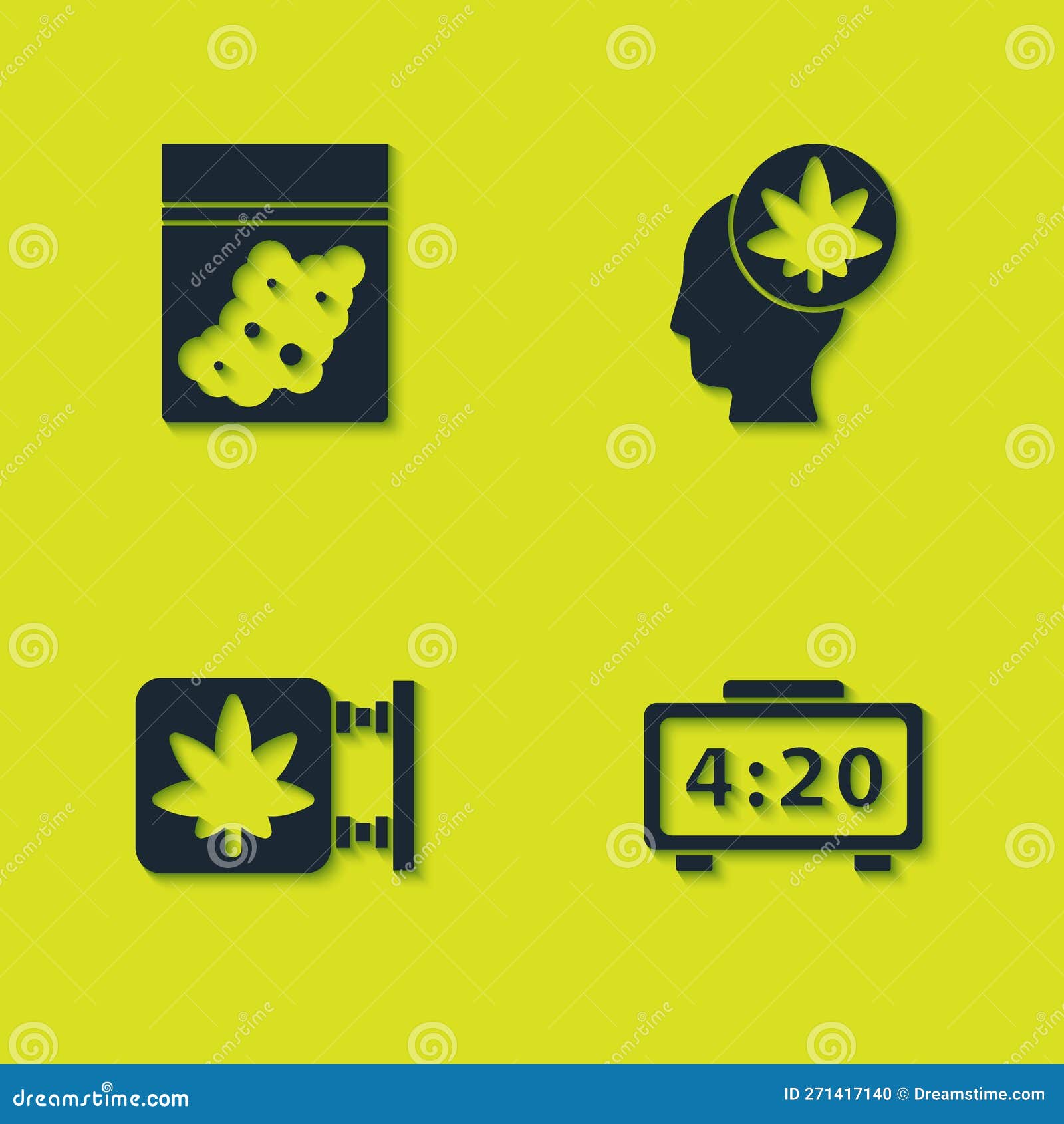 Set Plastic Bag of Cannabis, Digital Alarm Clock, Marijuana and Store ...