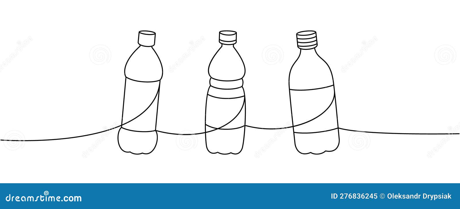 Set of Plastic Bottles One Line Continuous Drawing. Empty Plastic ...