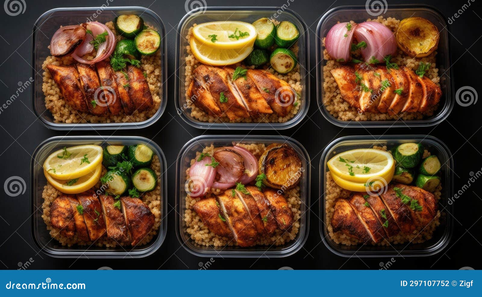 Set of Plastic Containers with Chicken, Rice and Vegetables Stock ...