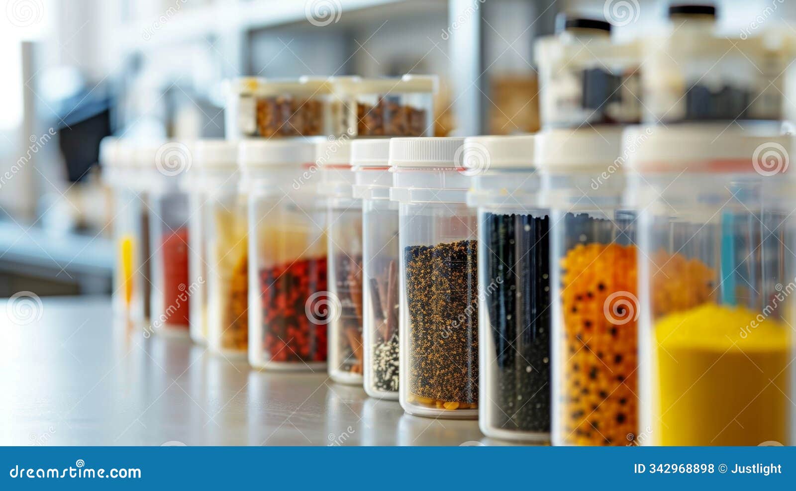 A Set of Plastic Containers Each Labeled with Different Ingredients for ...