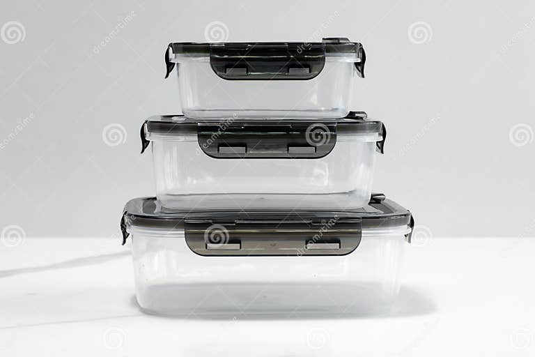 Set of Plastic Containers on White Background Stock Image - Image of ...