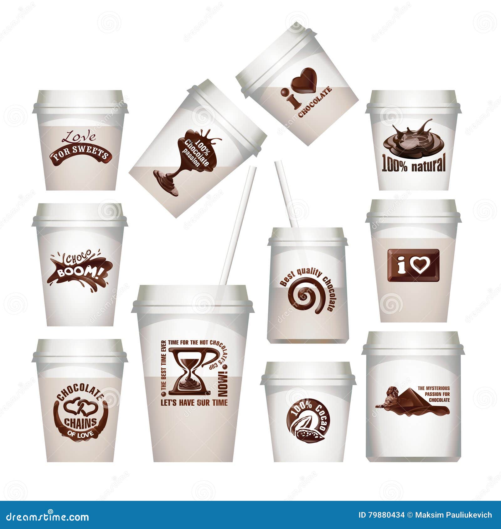 Set Plastic Cups Chocolate Labels Stock Illustrations – 4 Set Plastic ...