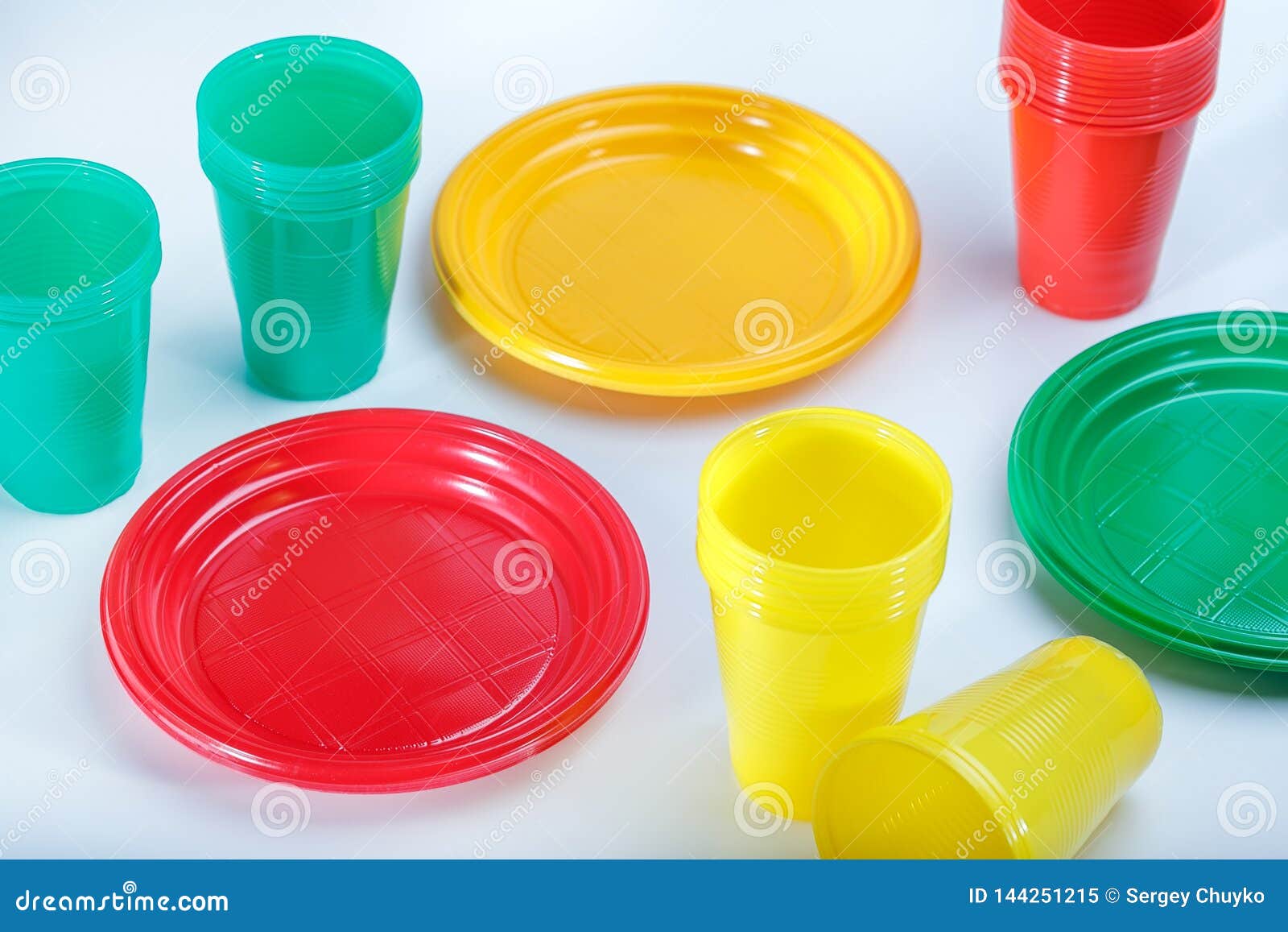 A set of plastic dishe stock image. Image of disposable - 144251215