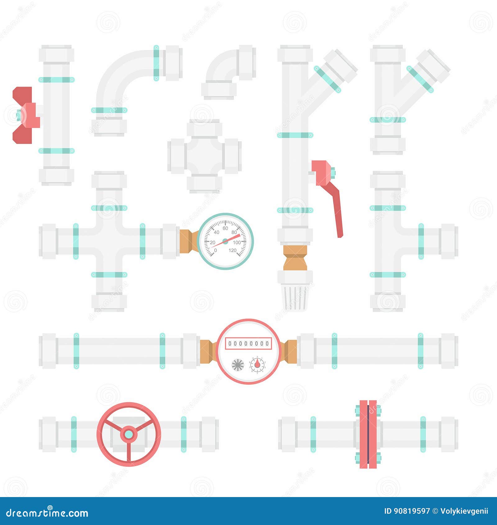 Set of Plastic Pipes stock vector. Illustration of cylinder - 90819597