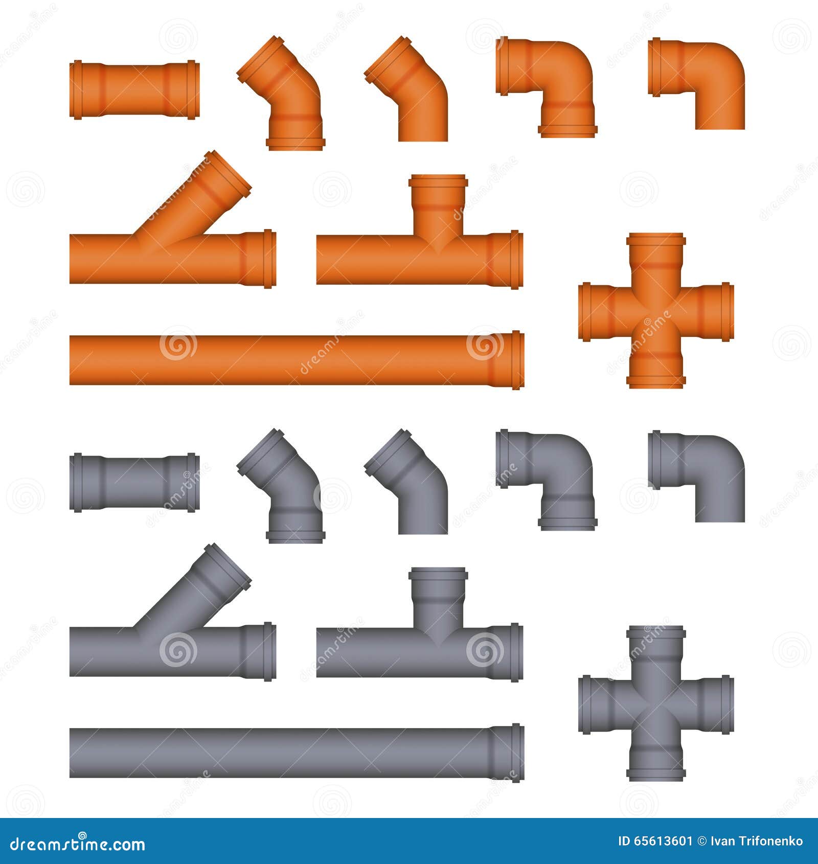 Set of Plastic Sewer Pipes. Stock Vector - Illustration of grey, home ...