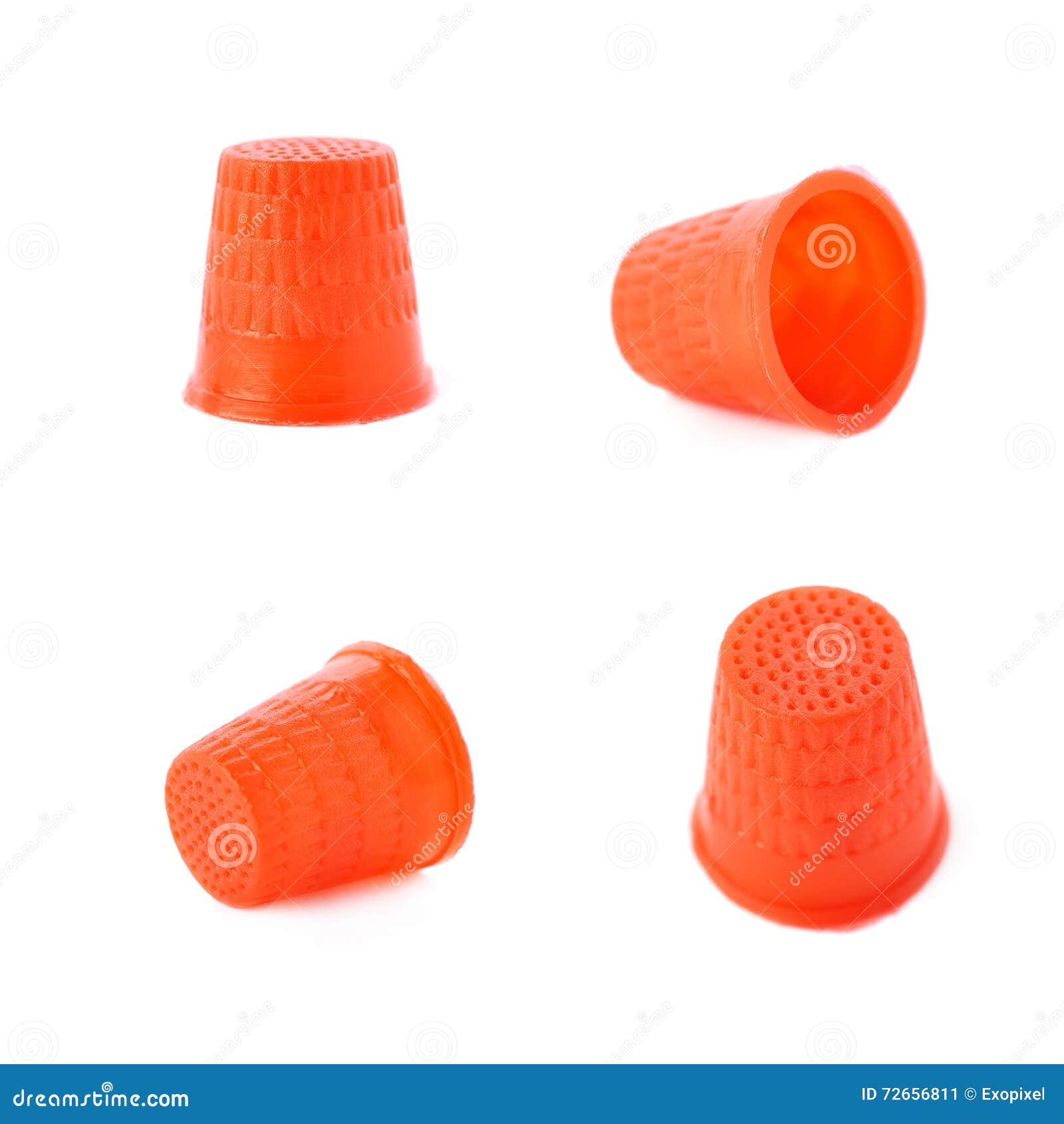 Set of Plastic Thimble Isolated Over the White Background Stock Image ...
