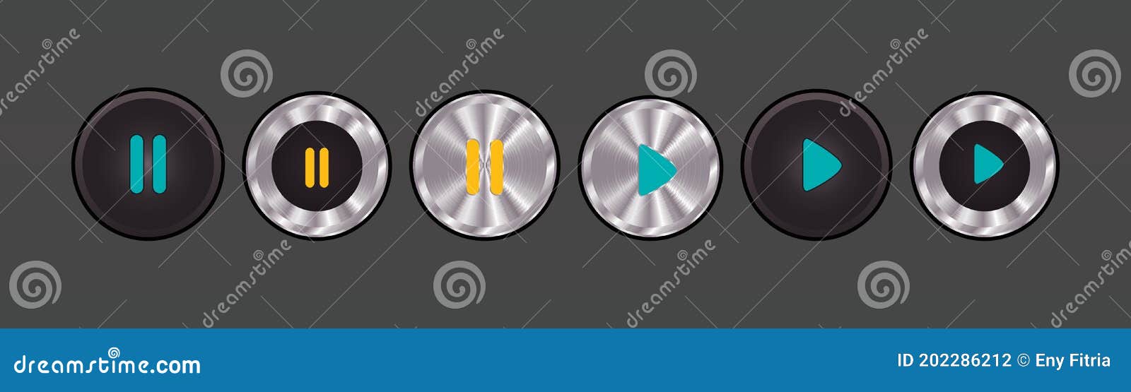 Set of Play Button Cartoon Icon Design Template with Various Models ...