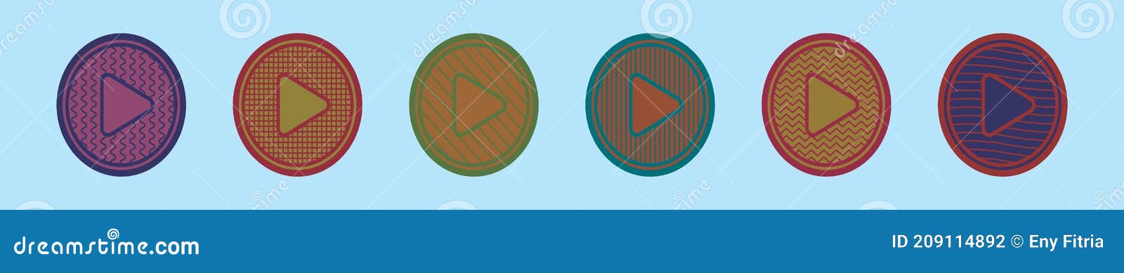 Set of Play Button Cartoon Icon Design Template with Various Models ...