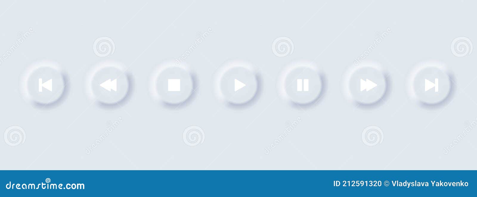 Set of Play Button Icons. Soft UI Music Player Button. Vector Stock Vector - Illustration of ...