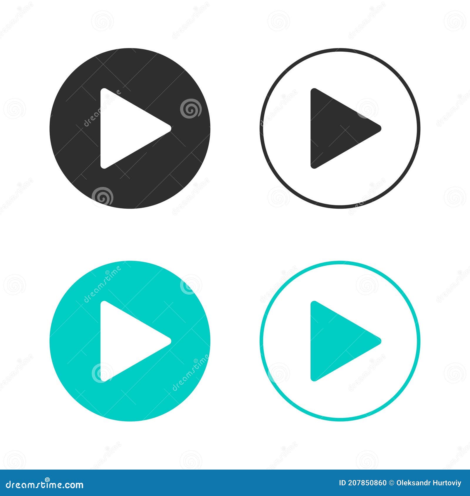 Set of Play Buttons Icon. Black and Blue Media Player Button Stock ...