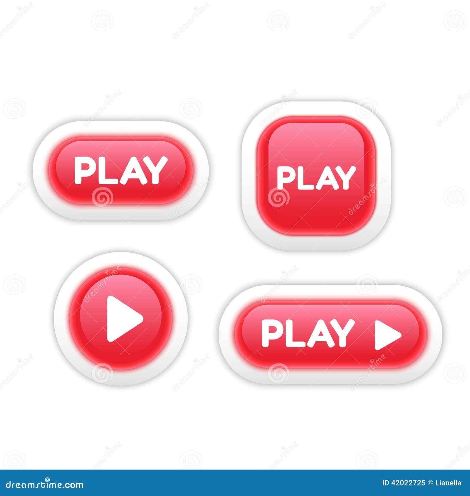 Set of Play Buttons on White Stock Vector - Illustration of element ...