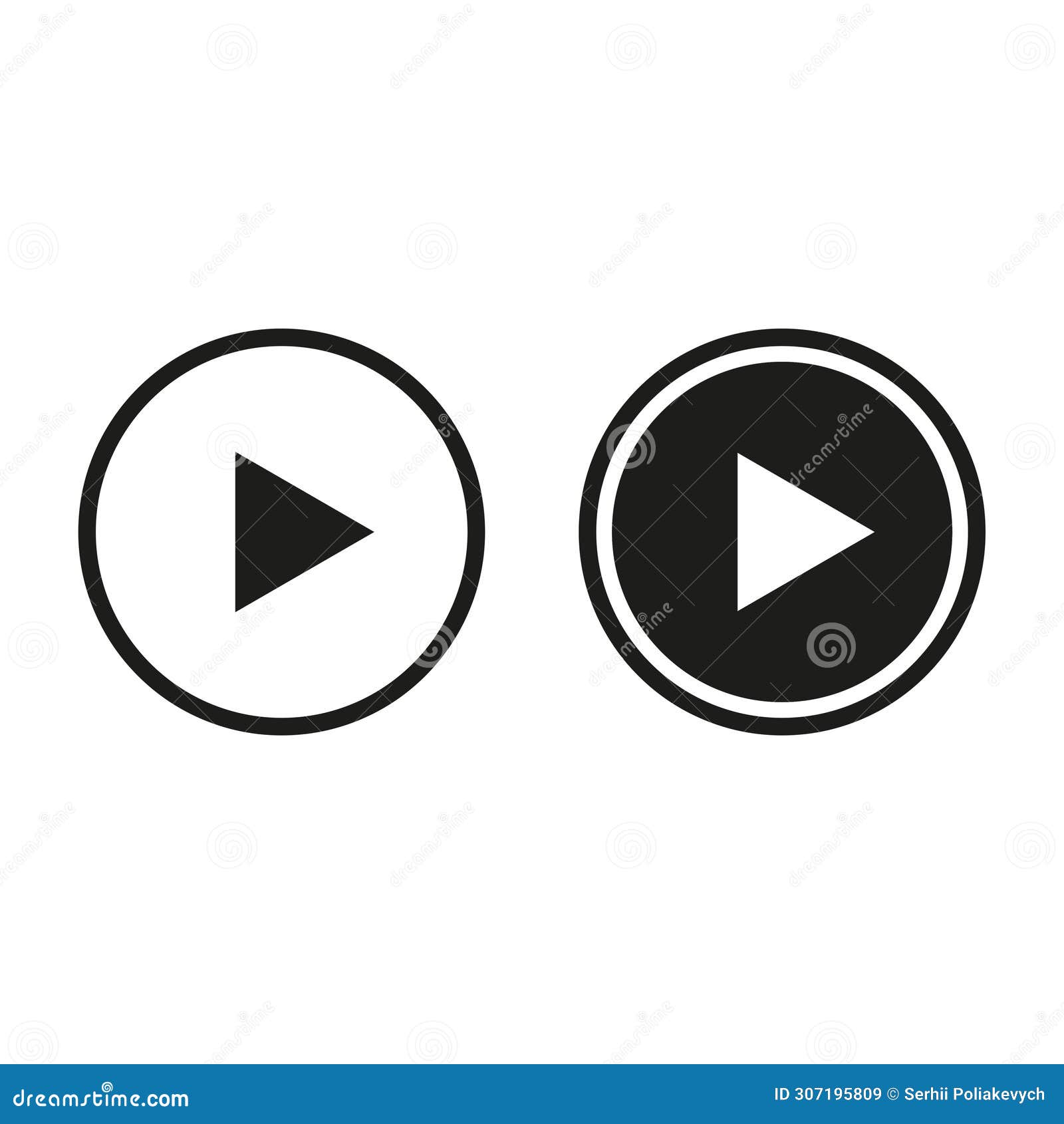 A Set of Play Buttons on a White Background Stock Vector - Illustration ...