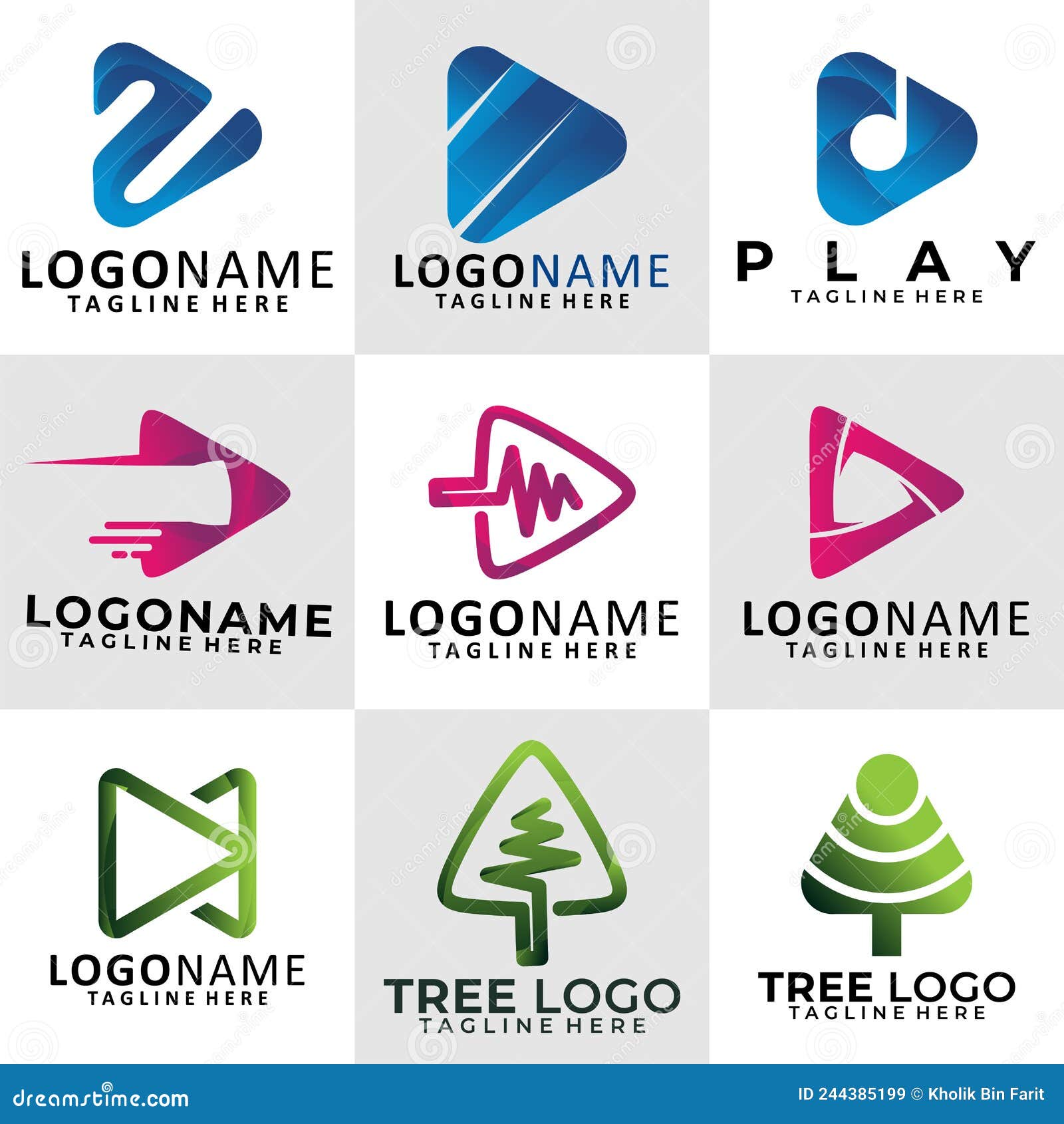 Set of Play Logo Design Vector Stock Vector - Illustration of global ...