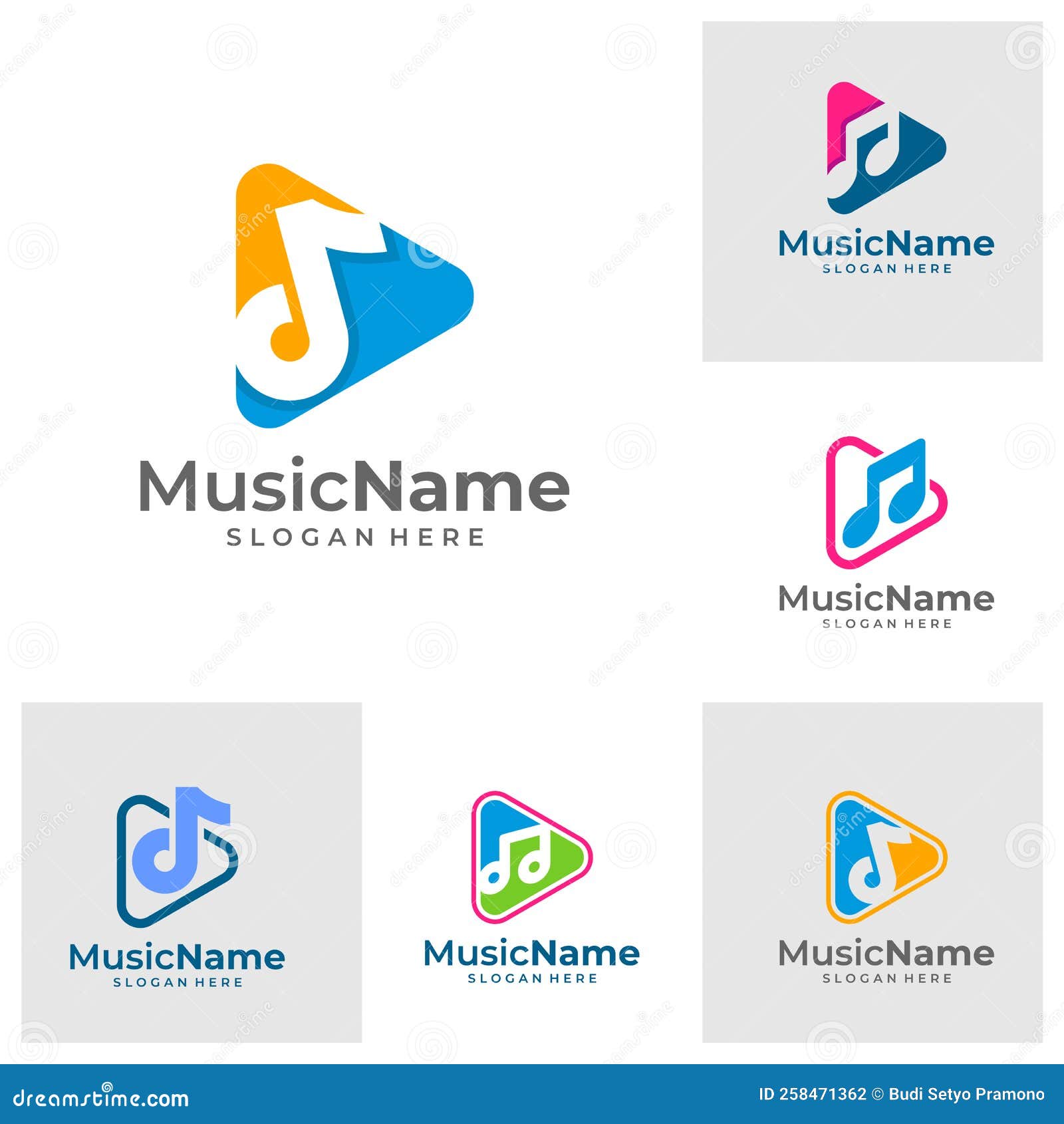 Set of Play Music Logo Template Design Vector, Emblem, Design Concept ...