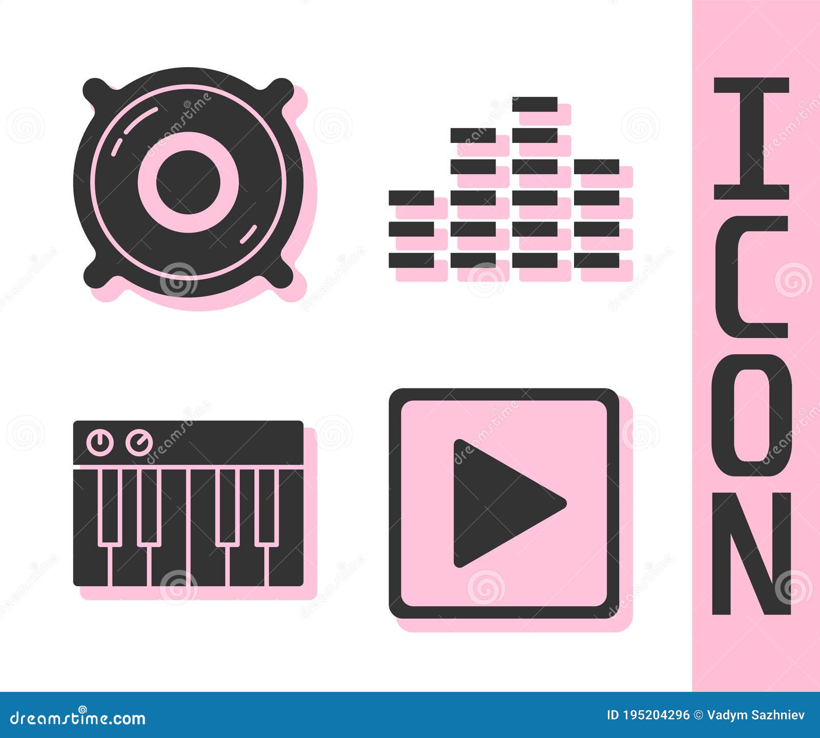 Set Play in Square, Stereo Speaker, Music Synthesizer and Music ...