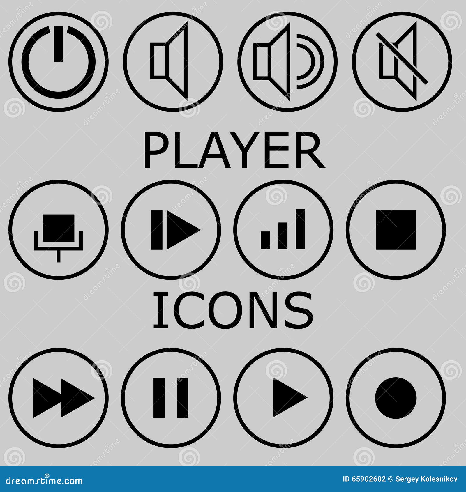 Set of player icons stock illustration. Illustration of icon - 65902602