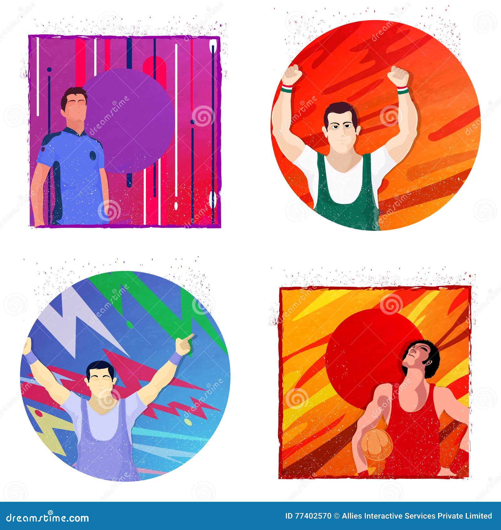 Set of Players in Winning Pose. Stock Illustration - Illustration of ...