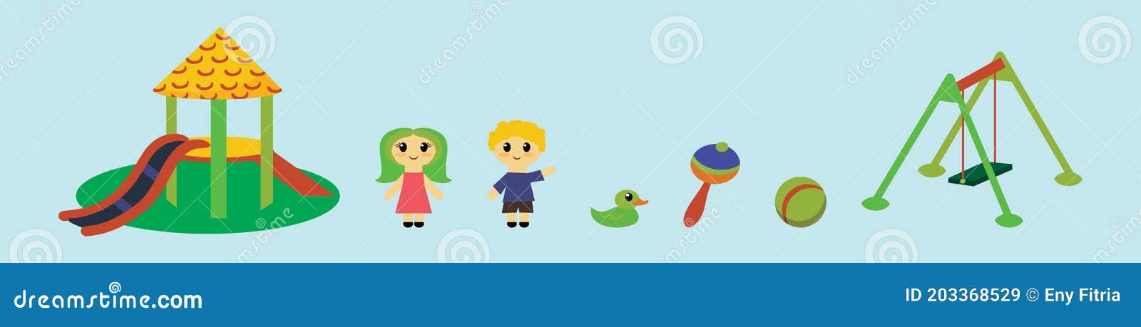 Set of Playground Cartoon Icon Design Template with Various Models ...
