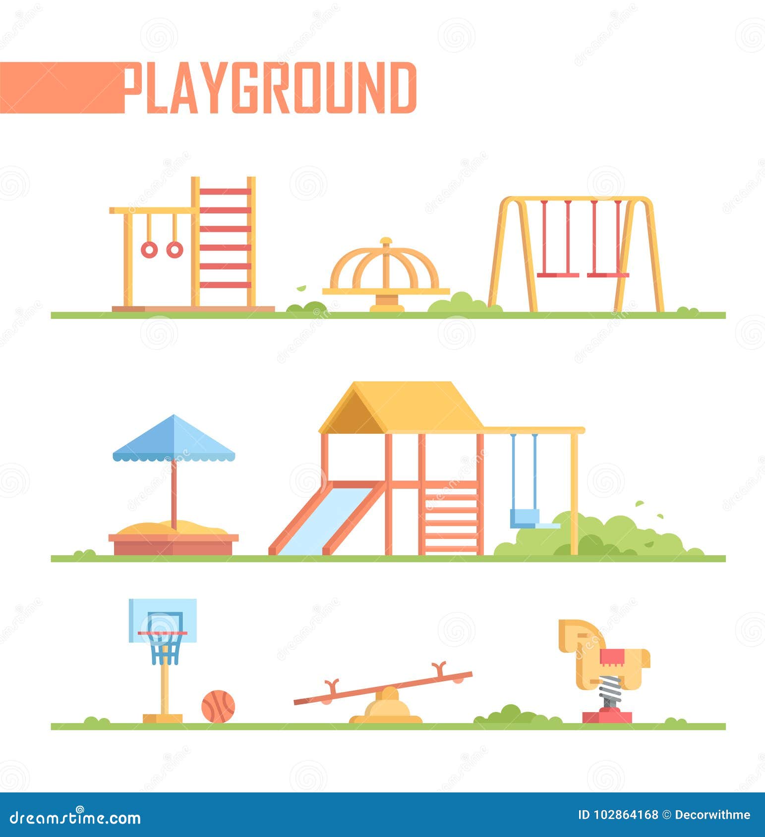 Set of Playground Elements - Modern Vector Cartoon Isolated ... Set of Playground Elements - Modern Vector Cartoon Isolated ...