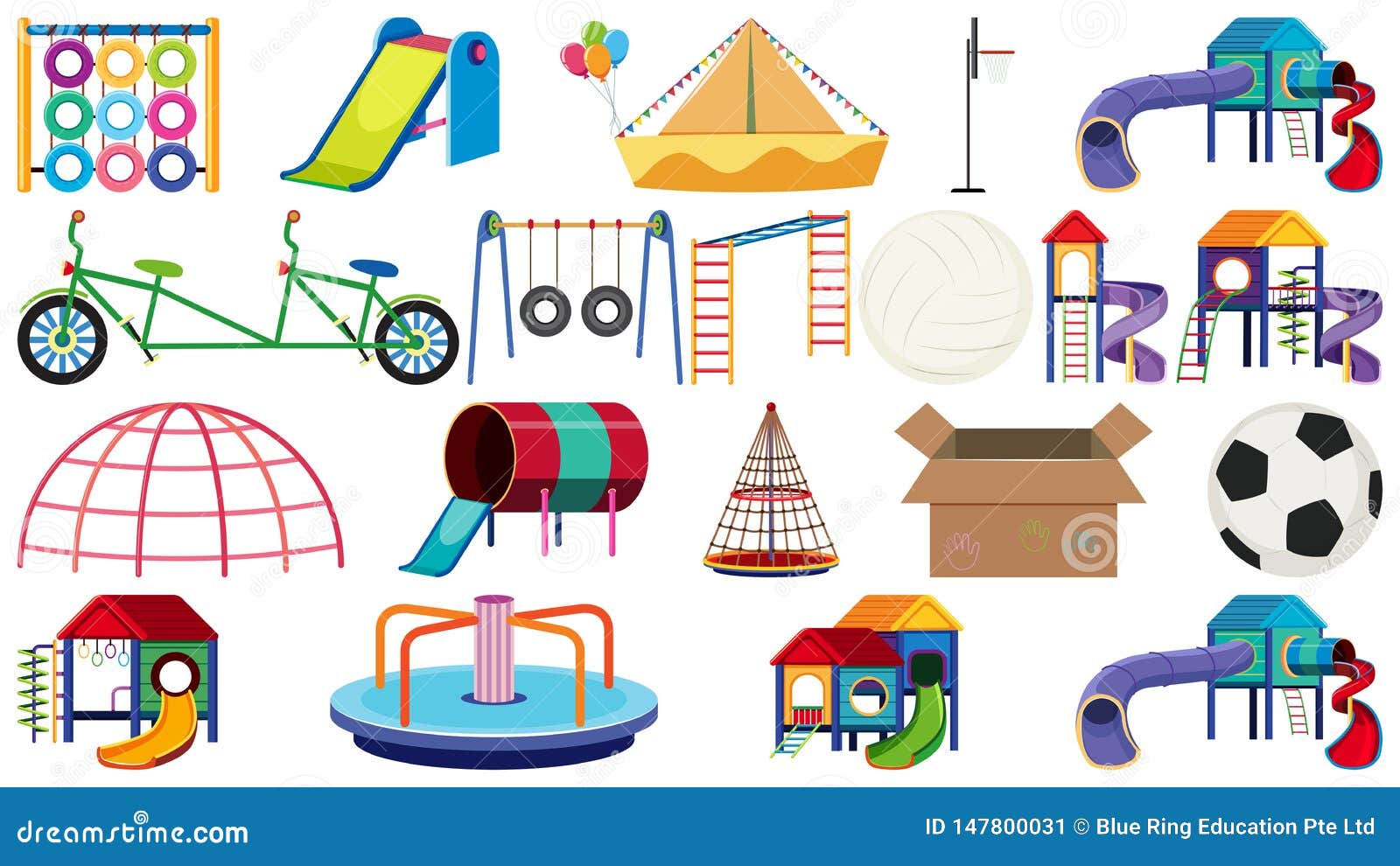Set of Playground Equipments Stock Vector - Illustration of equipment ...