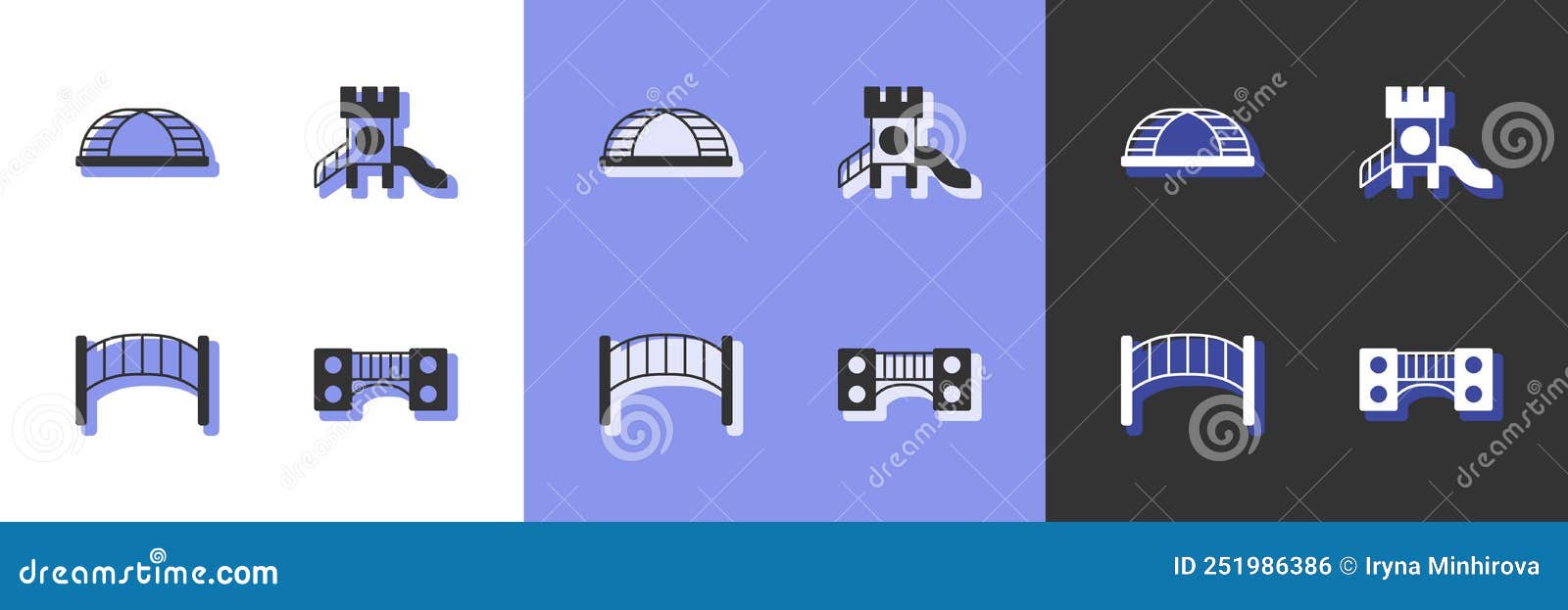 Set Playground Kids Bridge, Monkey Bar, and Slide Playground Icon ...