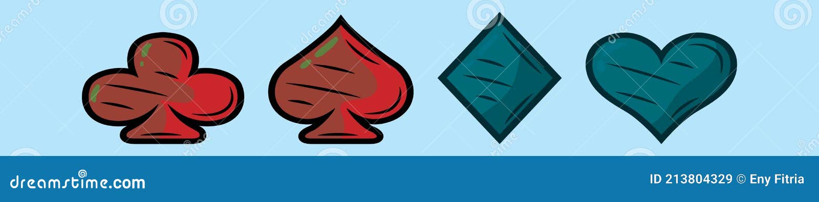 Set of Playing Card Cartoon Icon Design Template with Various Models ...
