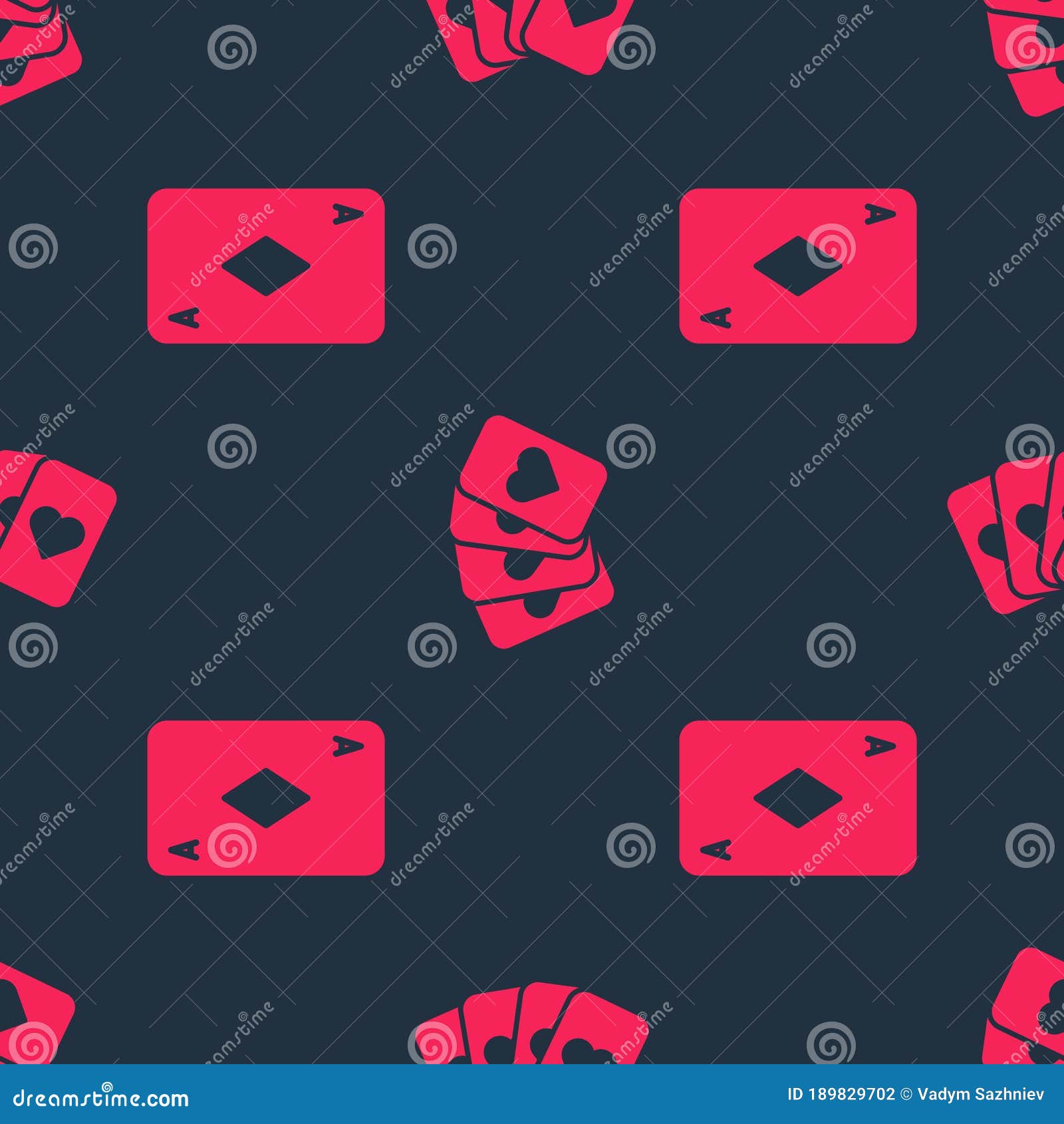 Set Playing Card with Diamonds and Deck of Playing Cards on Seamless ...