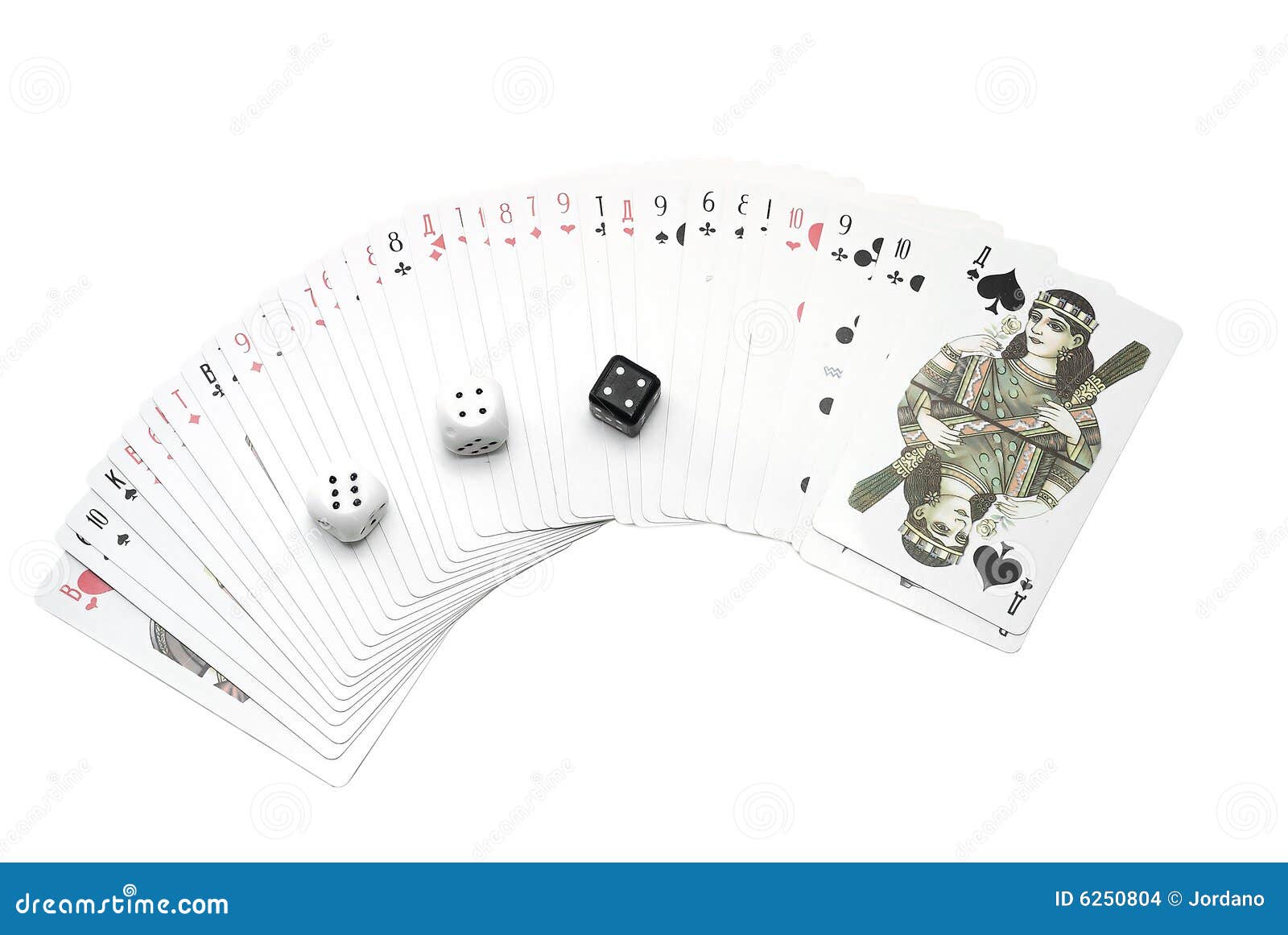 Set of Playing Cards and Dice Stock Photo - Image of overhead, details ...
