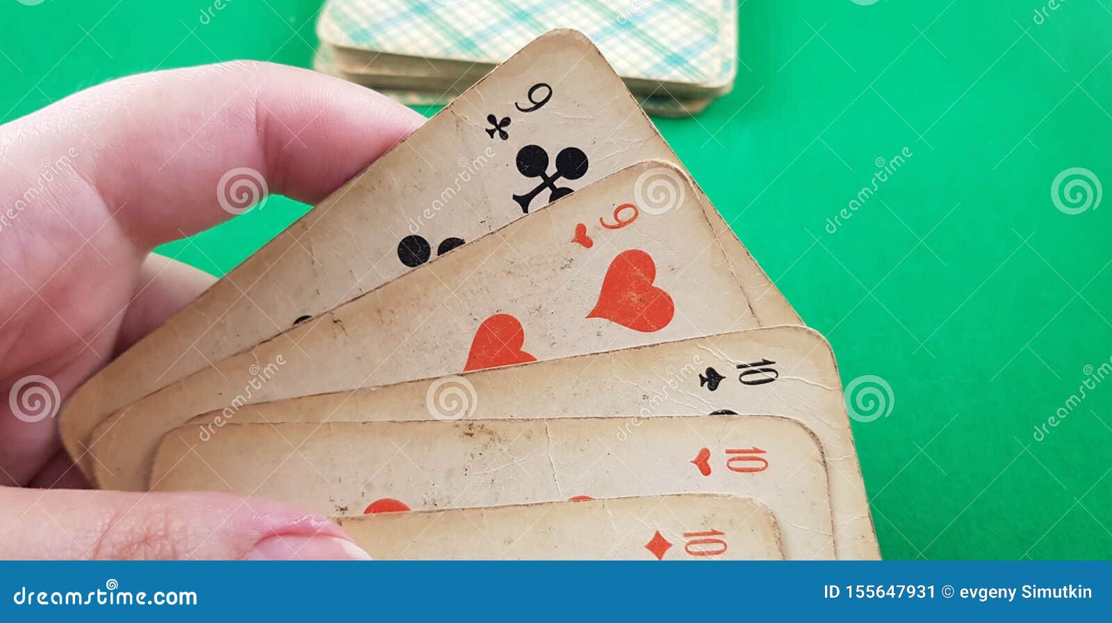 Set of Playing Cards of Different Suits in Female Hand Stock Image ...