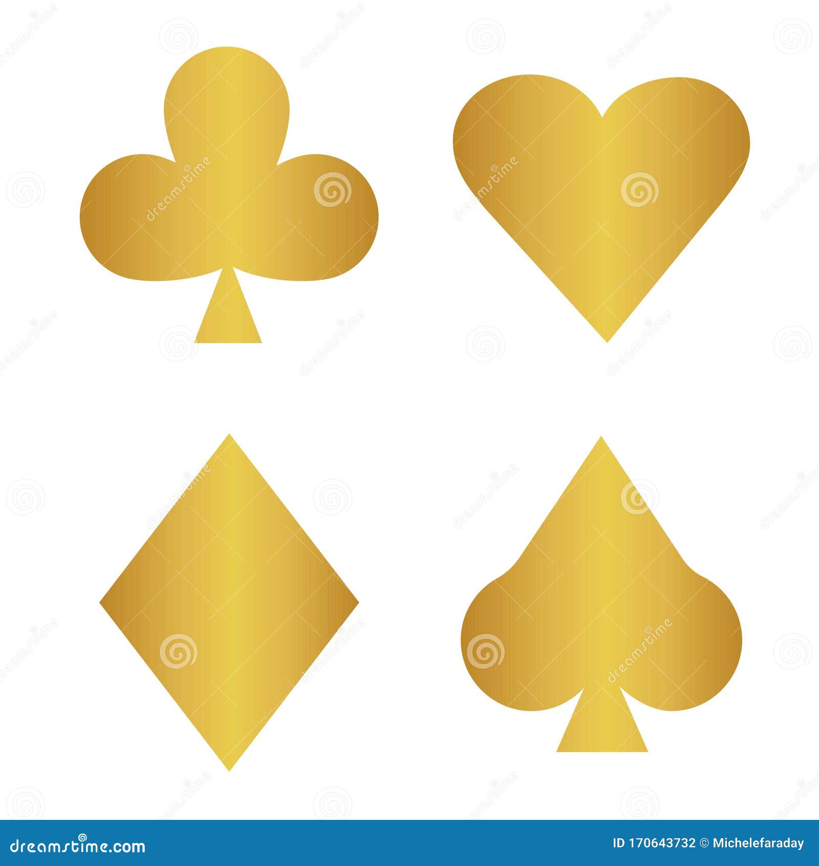 Set of Playing Cards Symbols. Isolated Vectors. Gold Effect. White ...
