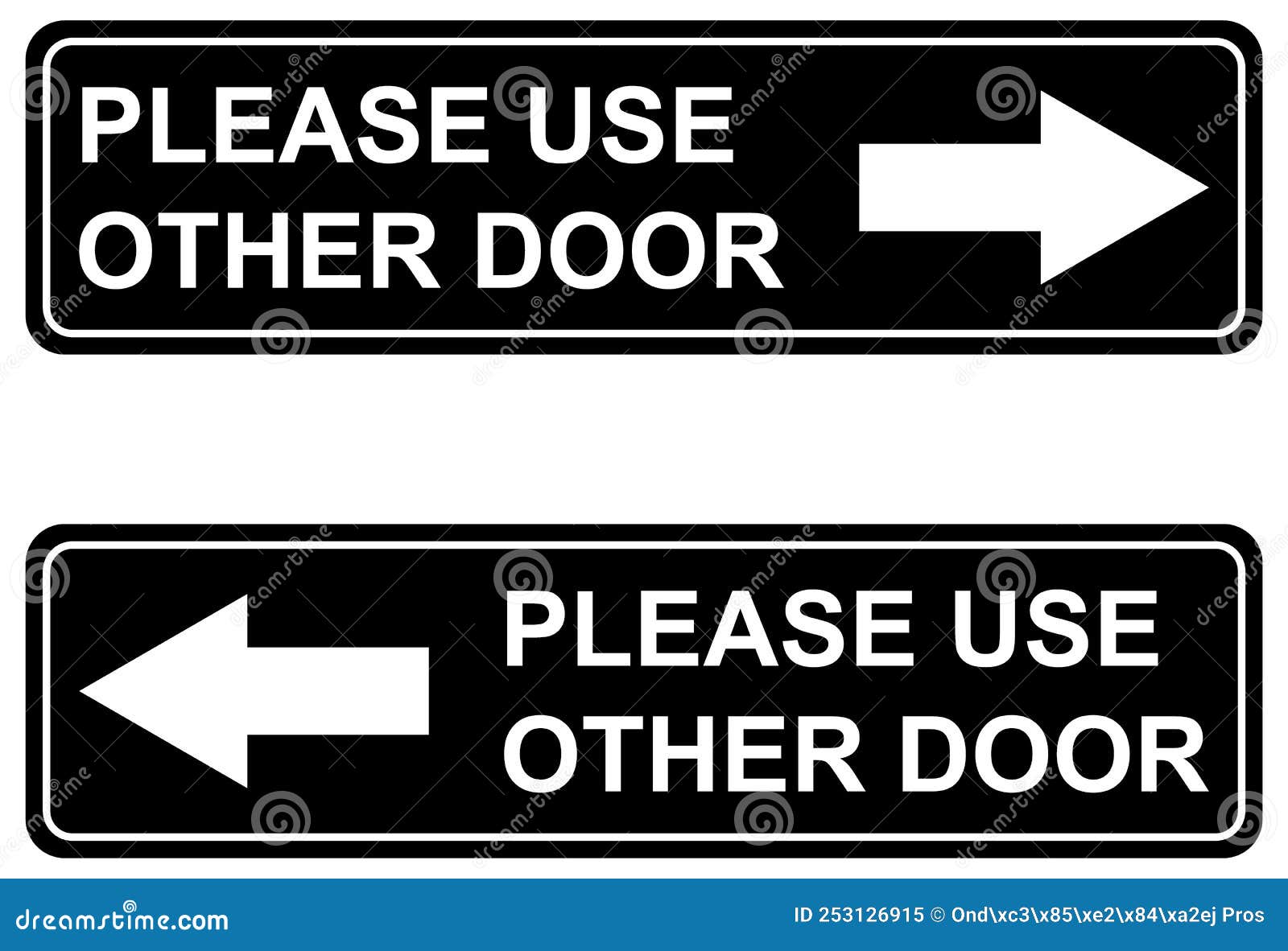 Set of Please Use Other Door Graphic Icon, Information Label, Notice ...