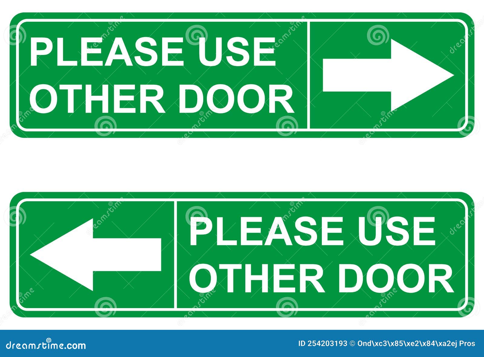 Set of Please Use Other Door Graphic Icon, Information Label, Notice ...