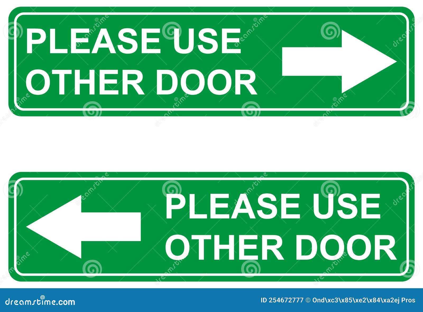 Set of Please Use Other Door Graphic Icon, Information Label, Notice ...