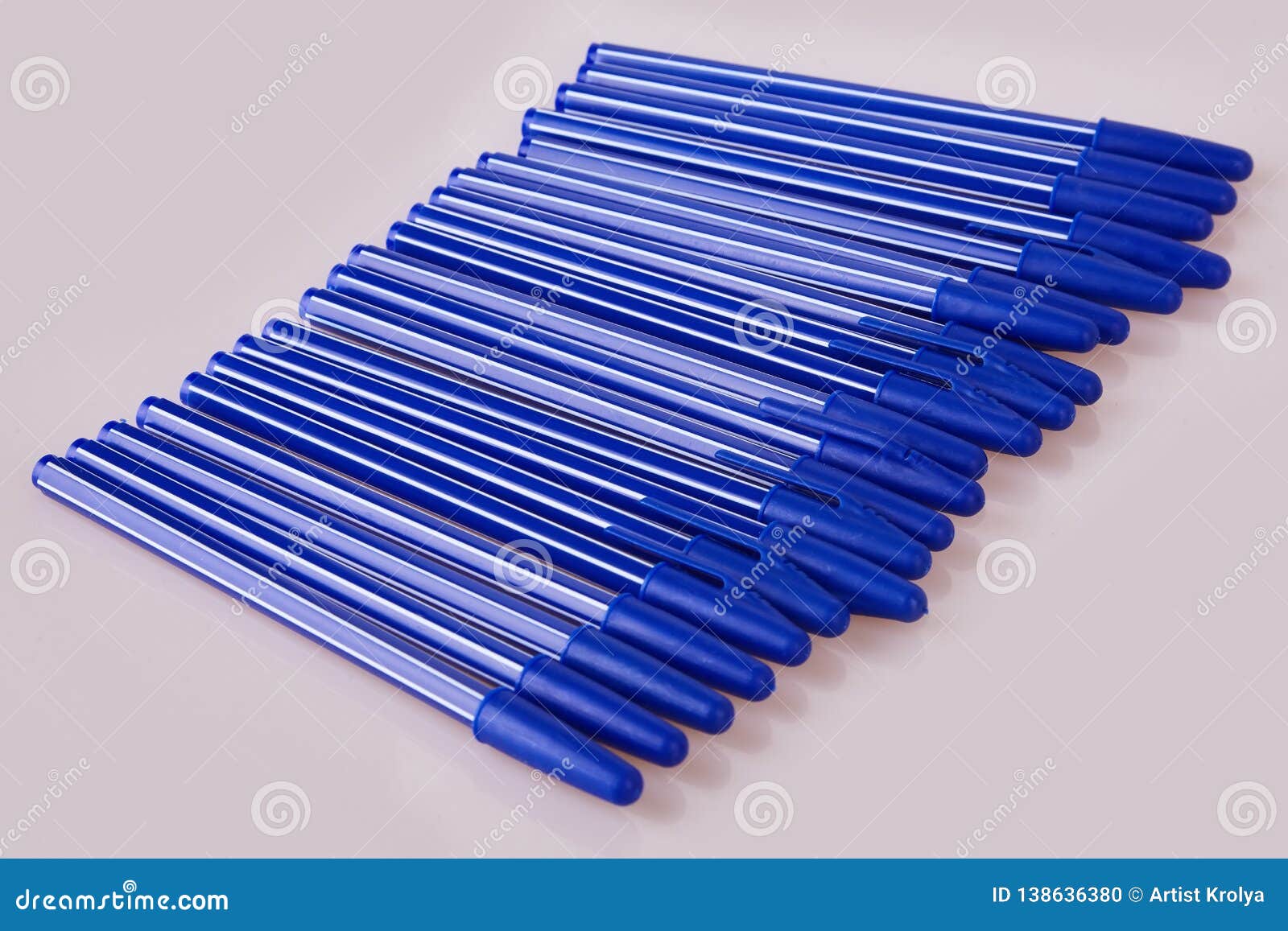 Blue Plastic Pens Isolated on White Stock Photo - Image of accessory ...