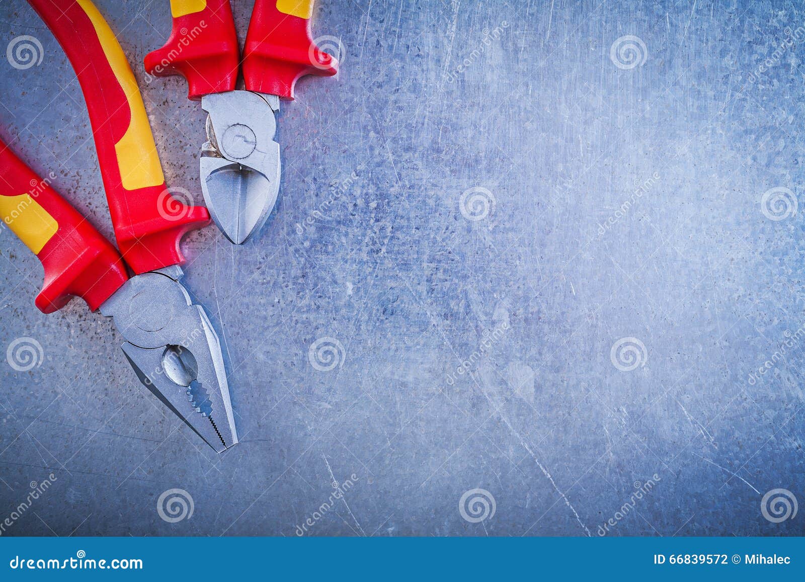 Set of Pliers Wire-cutter on Metallic Background Electricity Con Stock ...