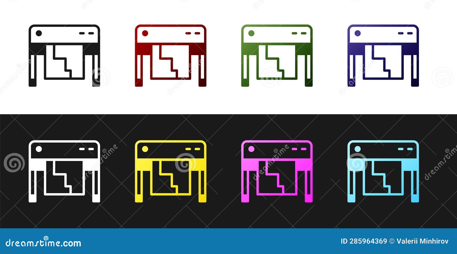Set Plotter Icon Isolated on Black and White Background. Large Format ...