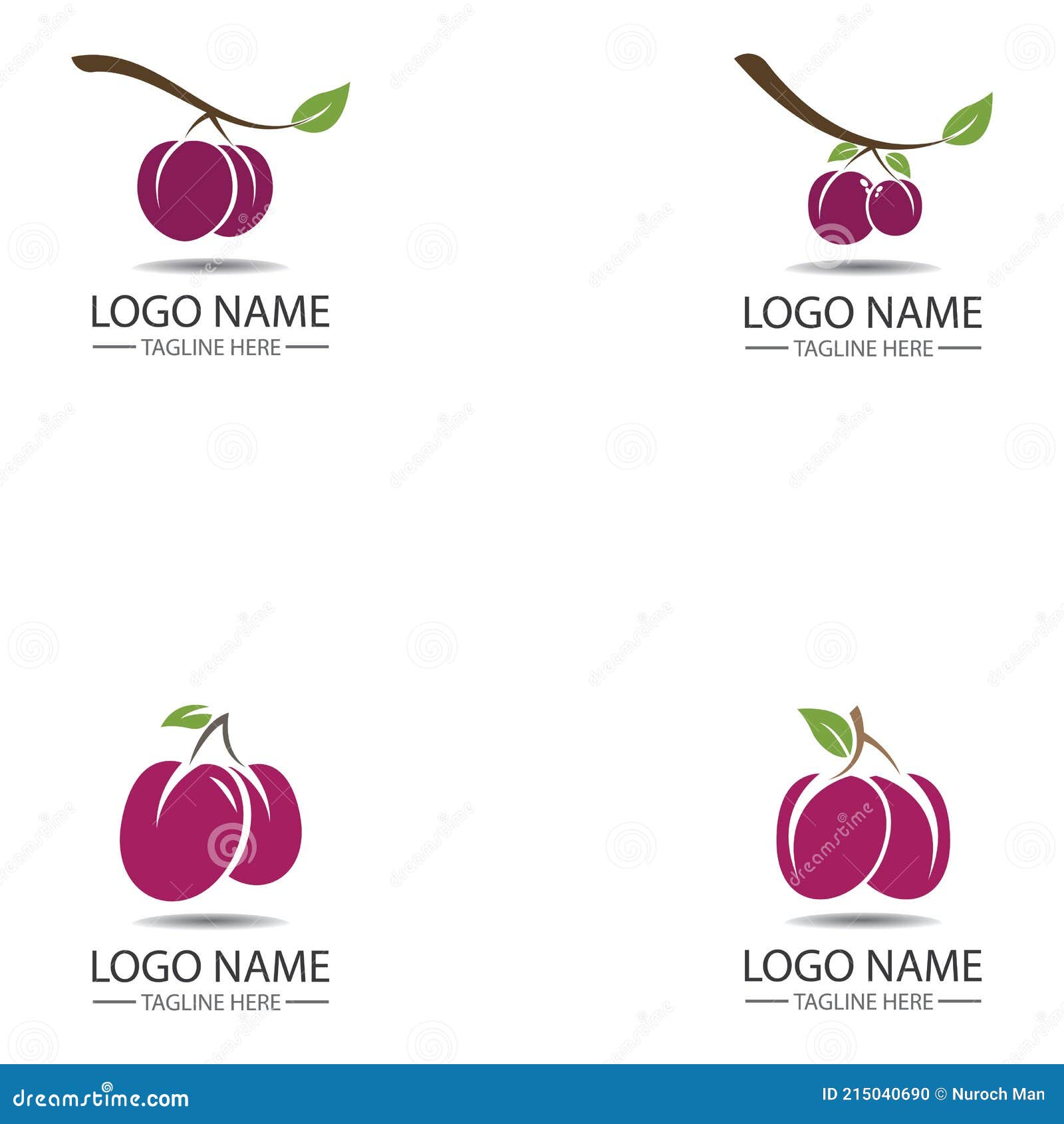 Set of Plum Logo Vector Icon Design Template. Stock Vector ...