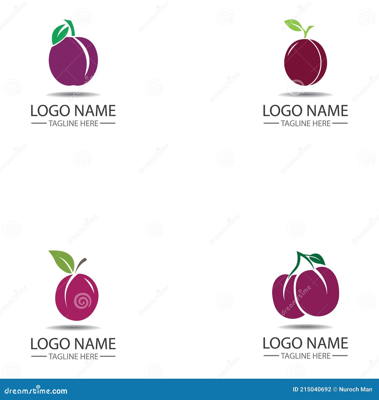 Set of Plum Logo Vector Icon Design Template. Stock Vector ...