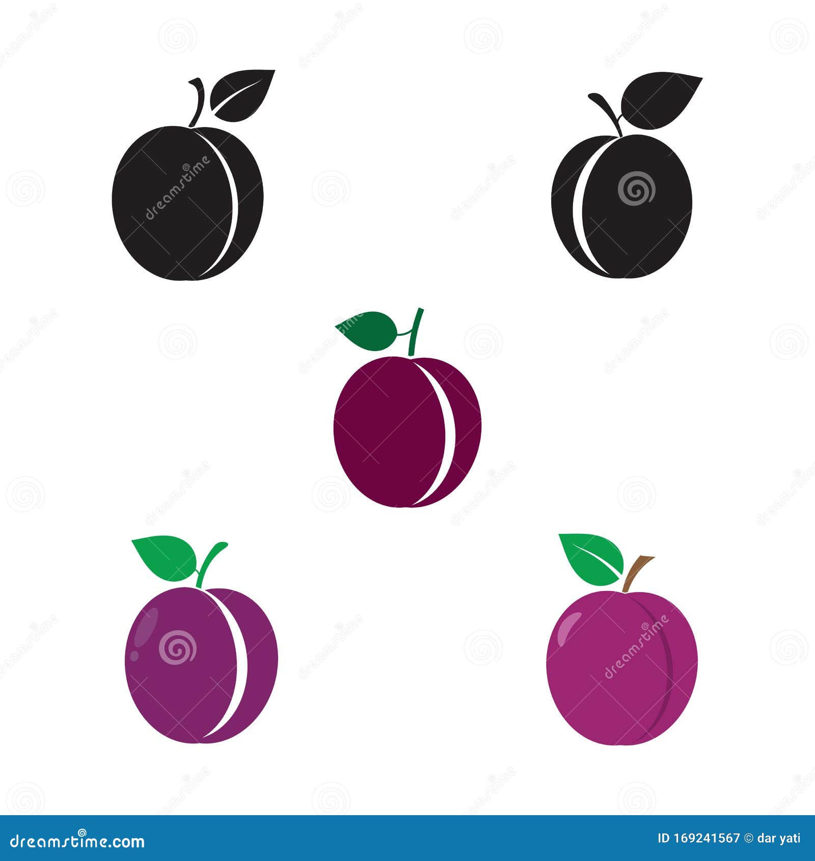 Set of Plum Logo Vector Icon Design Template Stock Vector ...