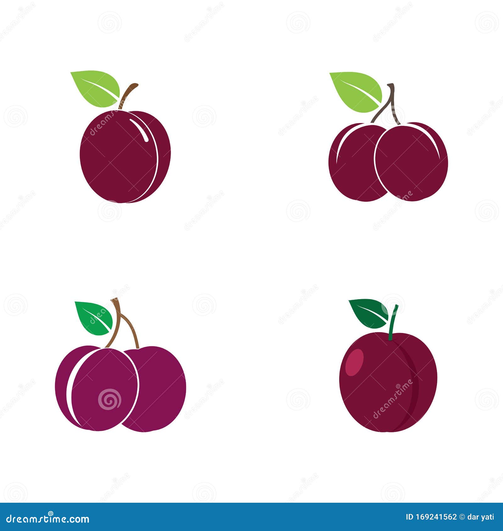 Set of Plum Logo Vector Icon Design Template Stock Vector ...