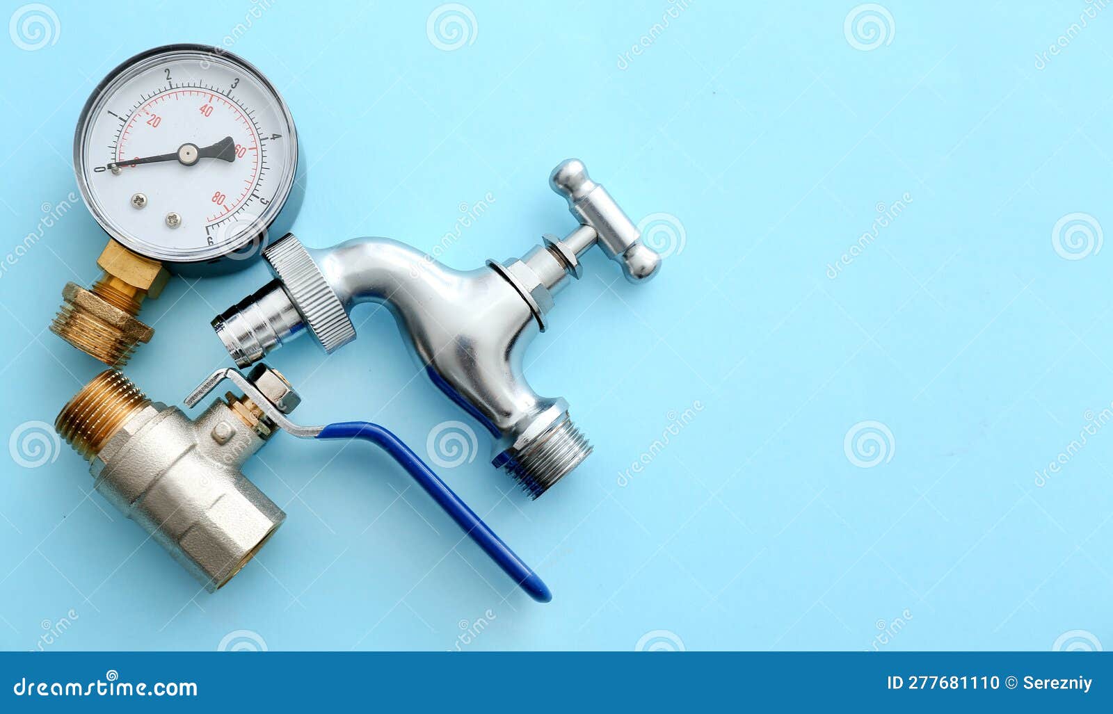 Set of Plumbing Items on Color Background Stock Photo - Image of text ...