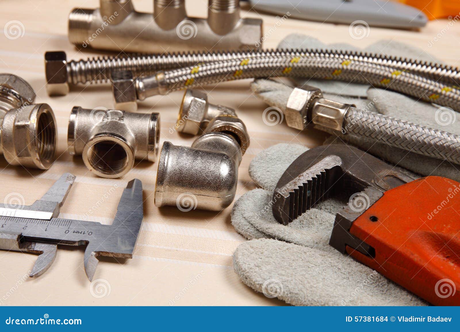 Set of plumbing and tools stock photo. Image of pipes - 57381684