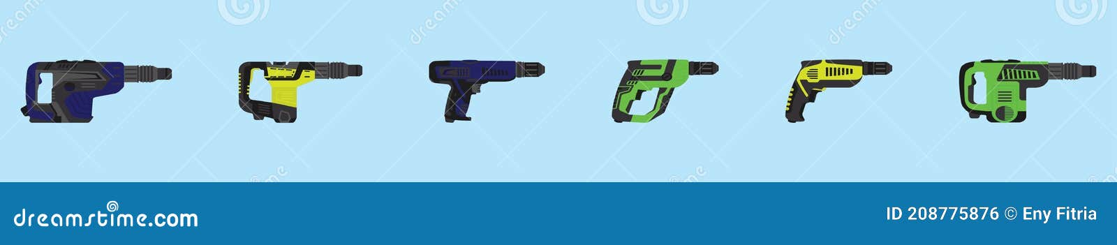 Set of Pneumatic Cartoon Icon Design Template with Various Models ...