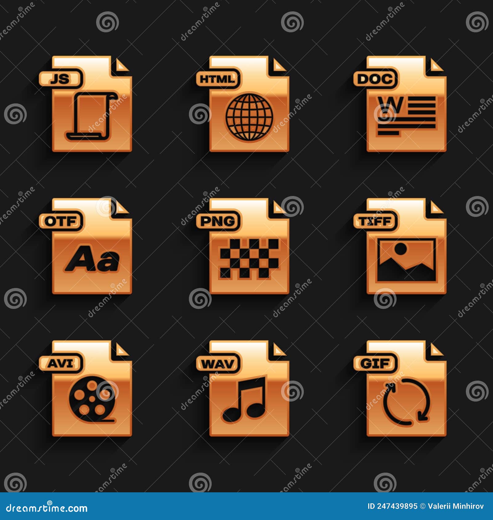 Set Png File Document Wav Gif Tiff Doc De Avi Otf Y Icono Js. Vector ... Set Png File Document Wav Gif Tiff Doc De Avi Otf Y Icono Js. Vector ...