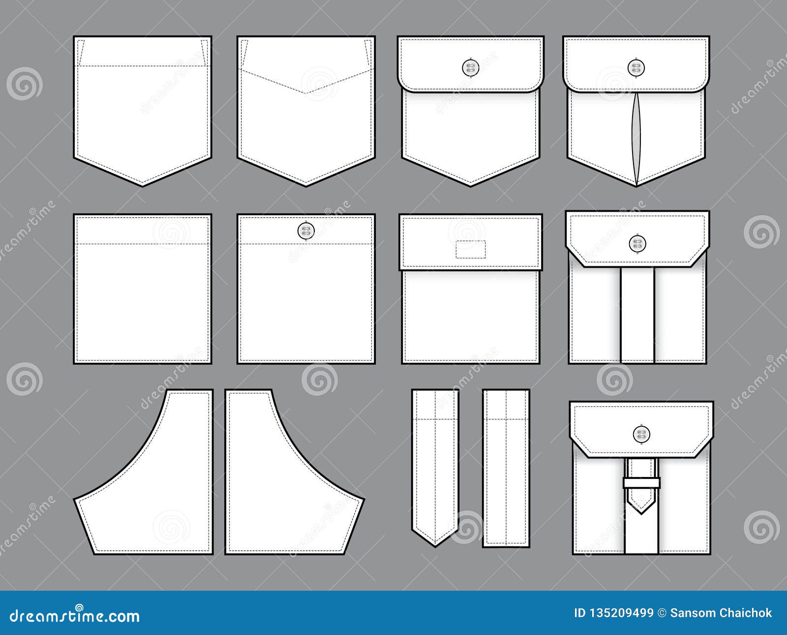 All Difference Parts Pocket for Template Stock Illustration ...