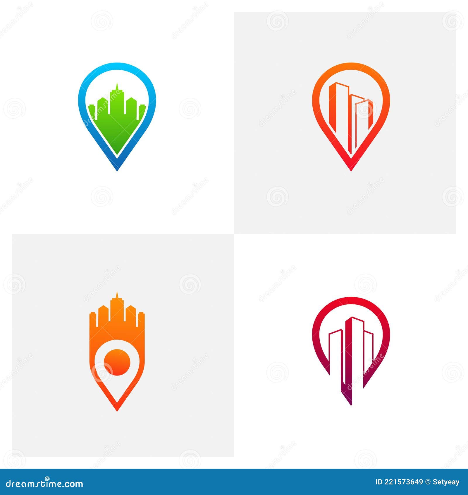Set of Point City Logo Vector Template, Creative Building Logo Design ...