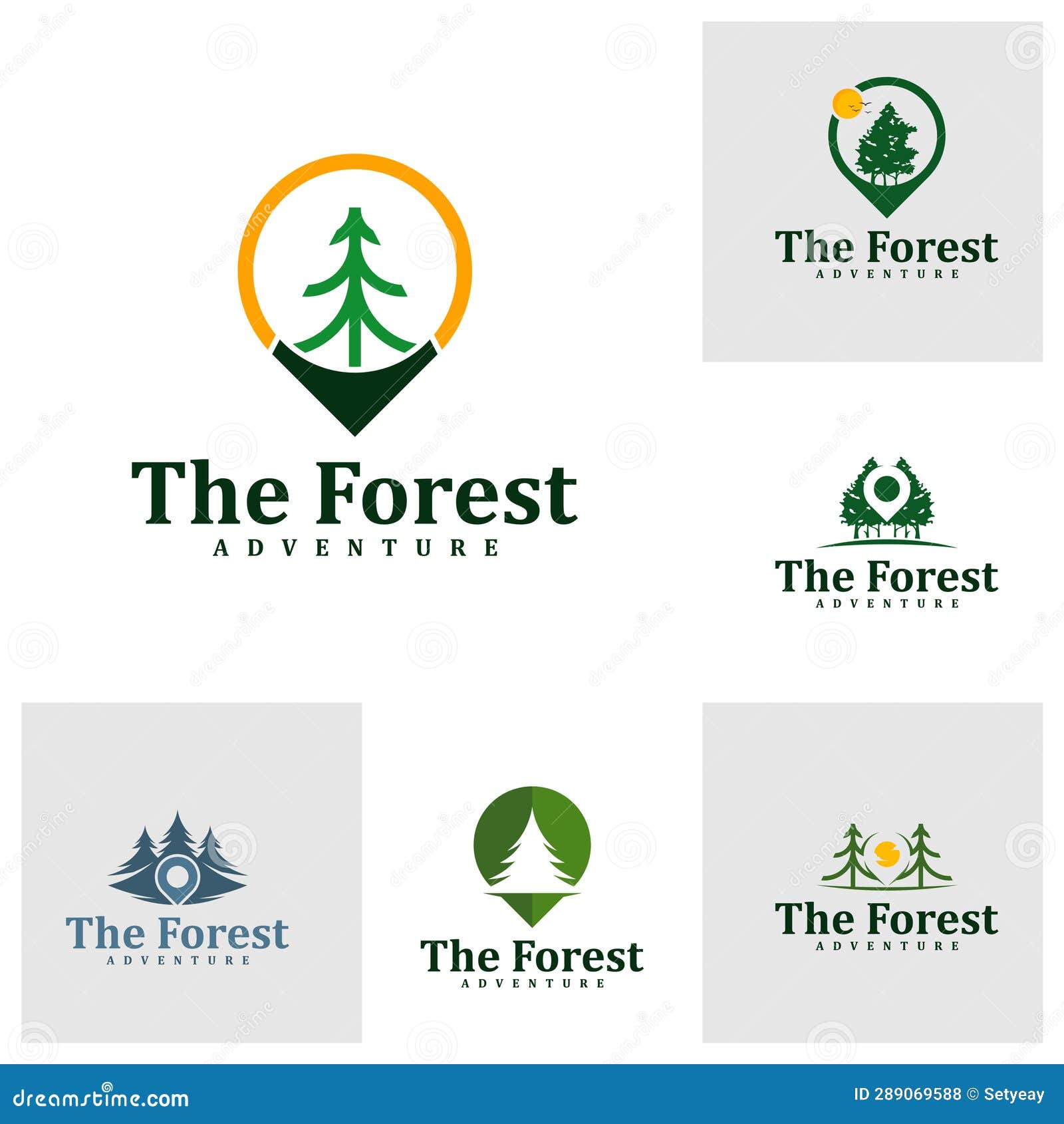 Set of Point Forest Logo Design Template. Creative Pine Logo Vector ...