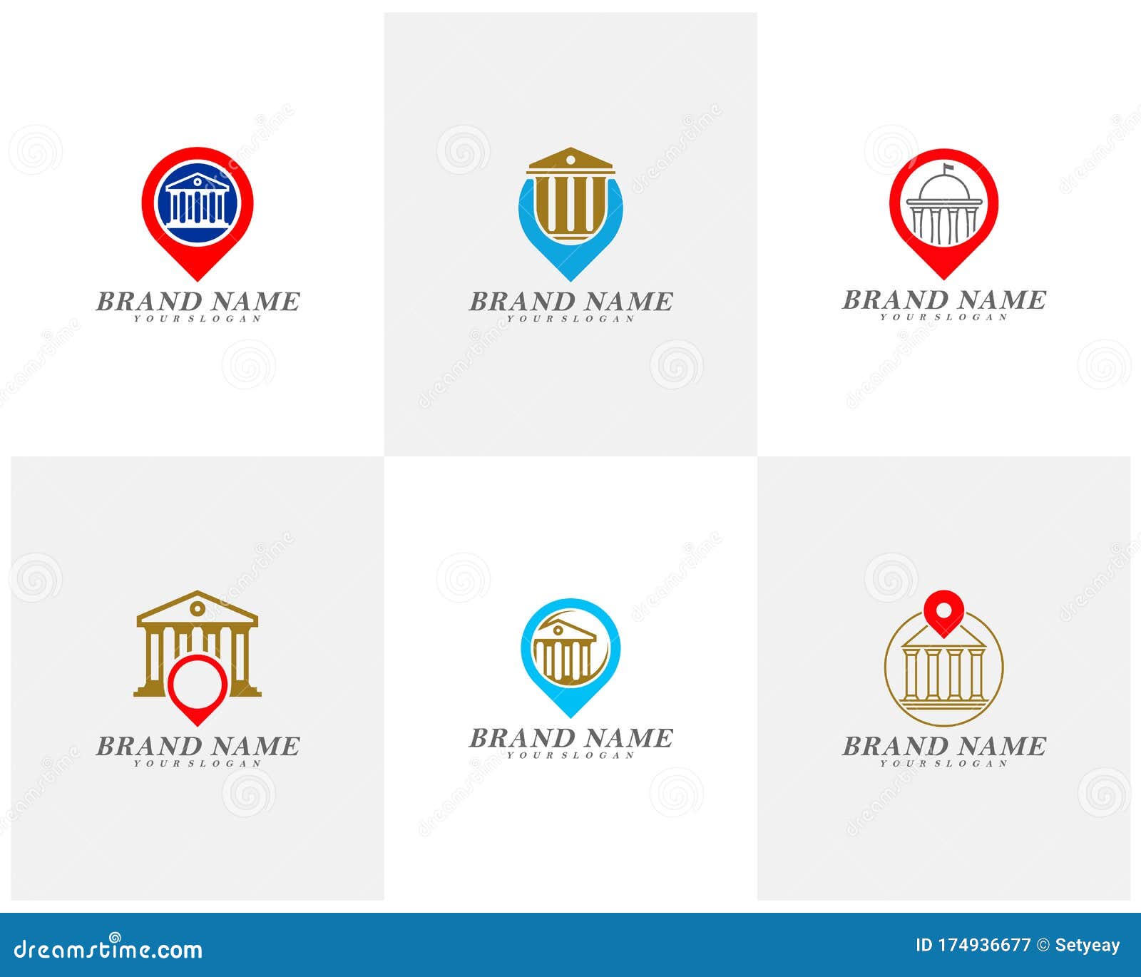 Set of Point Government Building Logo Template Vector, Icon Symbol ...