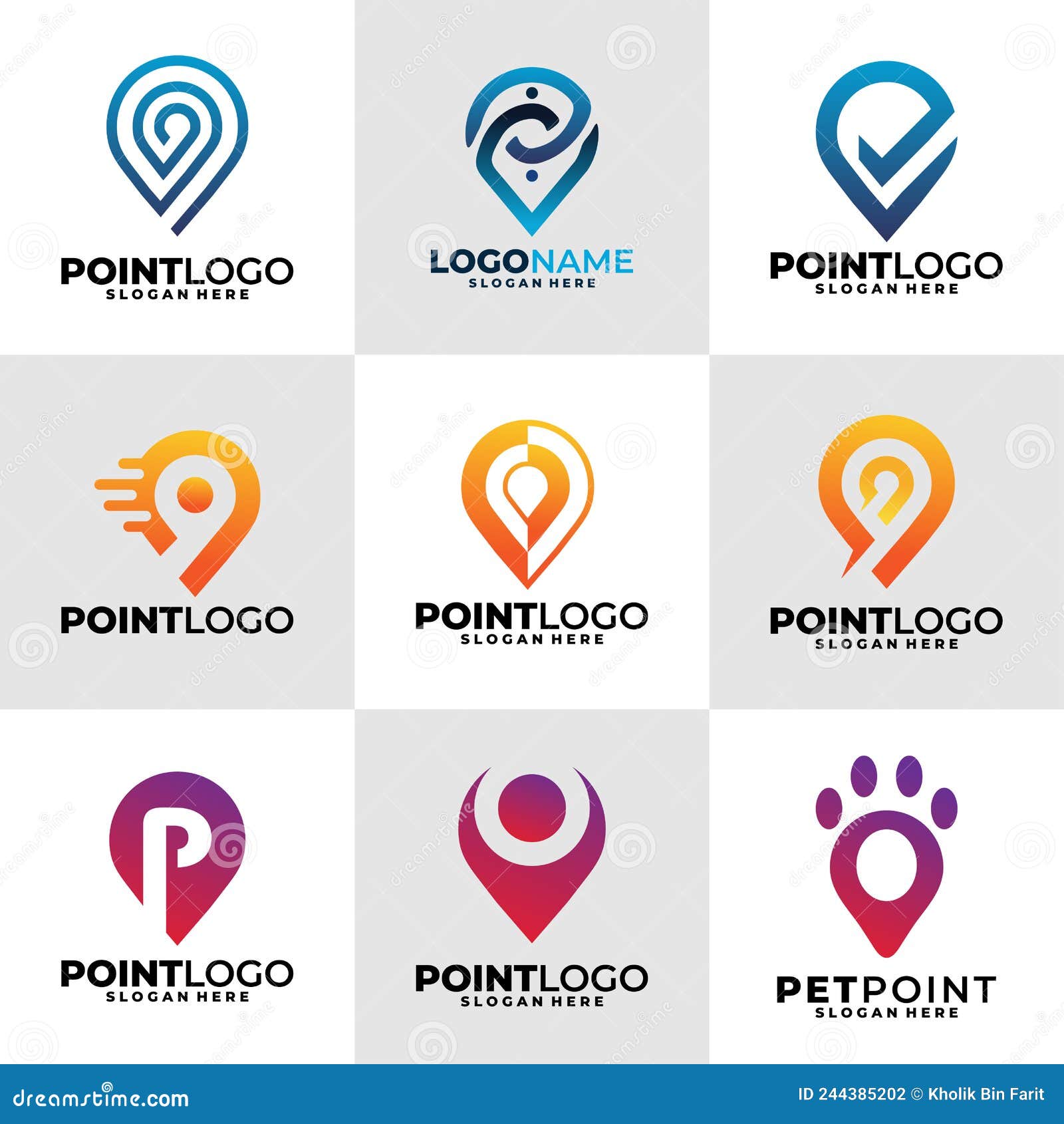 Set of Point Logo Design Vector Stock Vector - Illustration of flat ...